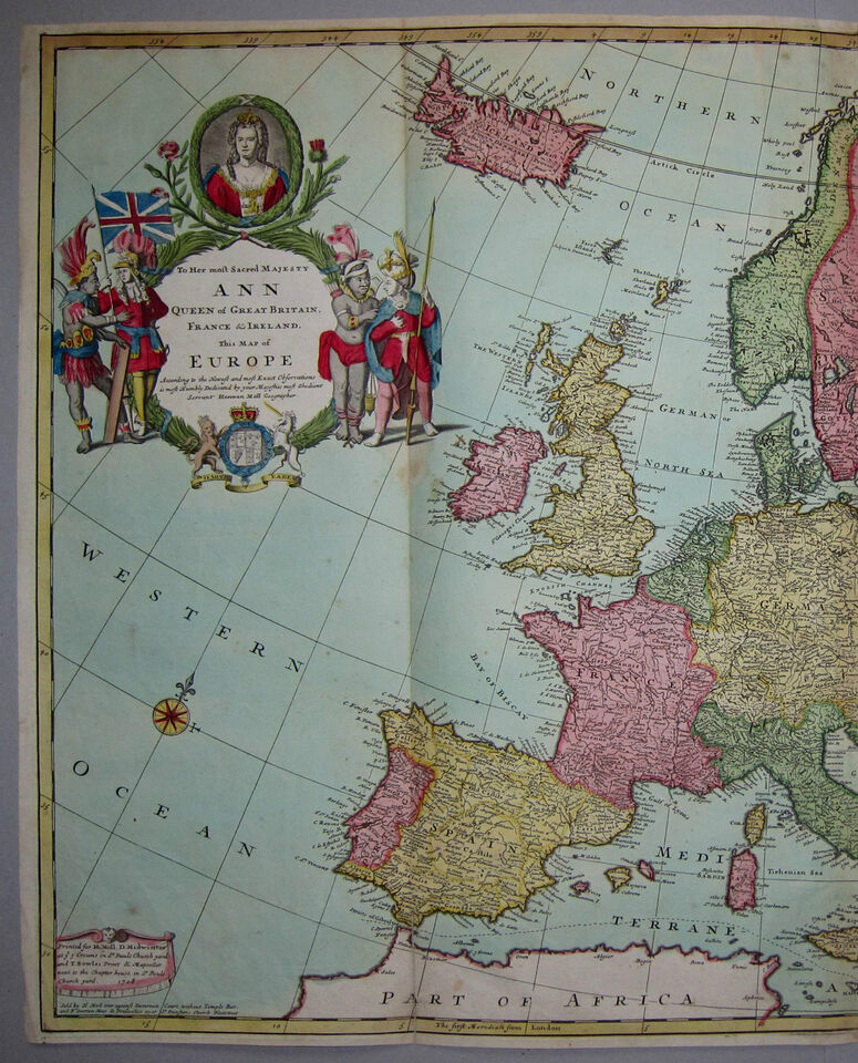Europe - Herman Moll - Large, rare map of entire Europe - 1720 - RARE ...