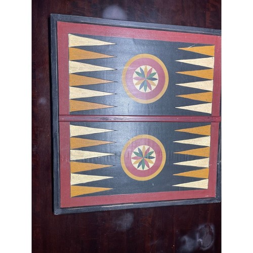 Vintage Wooden Backgammon Board Game Set Colorful Geometric Design | eBay