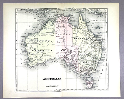 Antique Illustration Color Map of Australia Encyclopedia 1901 | eBay
