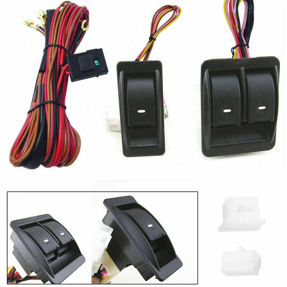 12 Volt Universal Power Window Switch Kits With Wiring Harness + Switch ...
