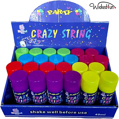 SGM Pack of 24 Crazy Silly String Can Kids Fun Party Birthday Occasion ...