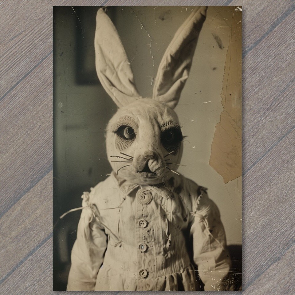 11x17" Rabbit Weird Creepy Vibe Easter Bunny Scary Mask Cult Strange ...