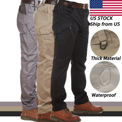 Tactical Mens Cargo Pants Wearproof Work Hiking Combat Outdoor Trousers ...