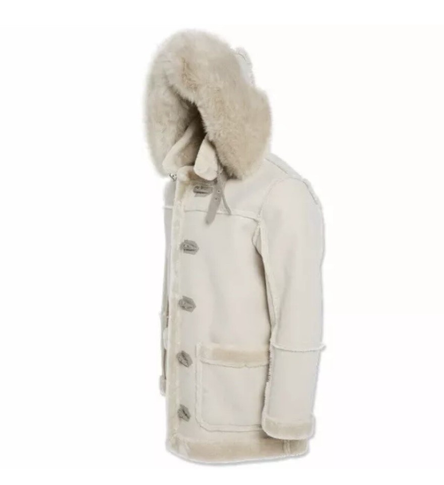 JORDAN CRAIG DENALI SHEARLING JACKET COAT LIGHT GREY CREAM ARCTIC FUR ...
