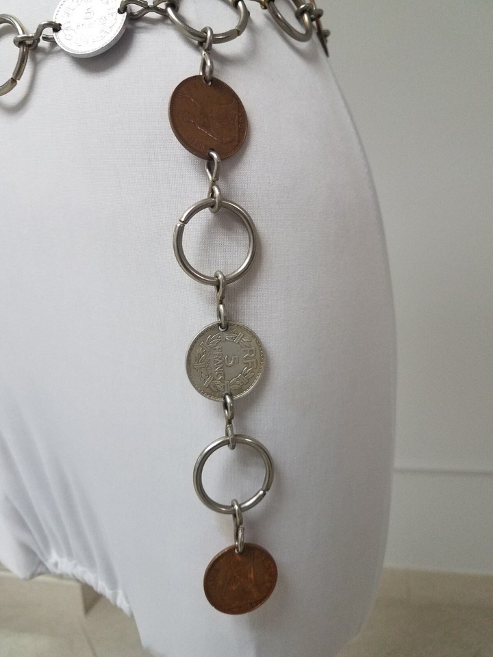 Vintage 1960's Queen Elizabeth penny Chain Coin Belt Dei Gratia & RF 5 ...