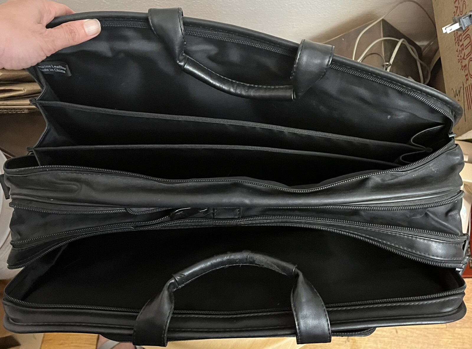 Perry Ellis Portfolio Black Genuine Leather Briefcase Black Many ...