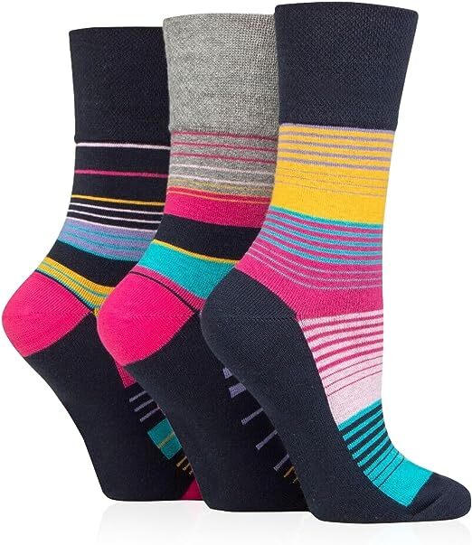 3 Pairs of Ladies Cotton Socks Non Elastic Diabetic Non Binding Loose ...