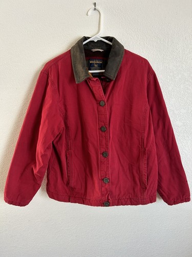 Woolrich Ruby Red Canvas Chore Coat Women's Large | eBay
