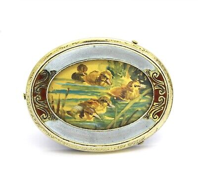 Small Frame Silver 800 With Slab Gold Depicting Ducks | eBay