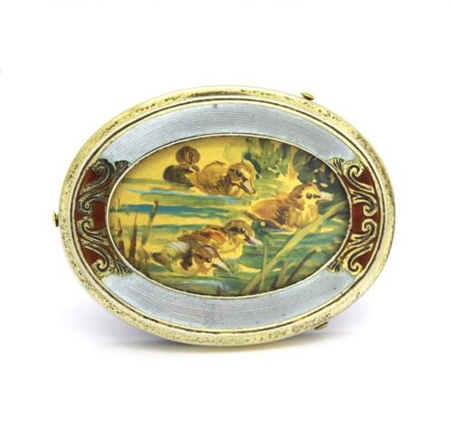 Small Frame Silver 800 With Slab Gold Depicting Ducks | eBay