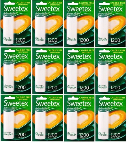 Sweetex Calorie Free Sweetener Tablets 1200 Dispenser - Pack of 12 BULK ...