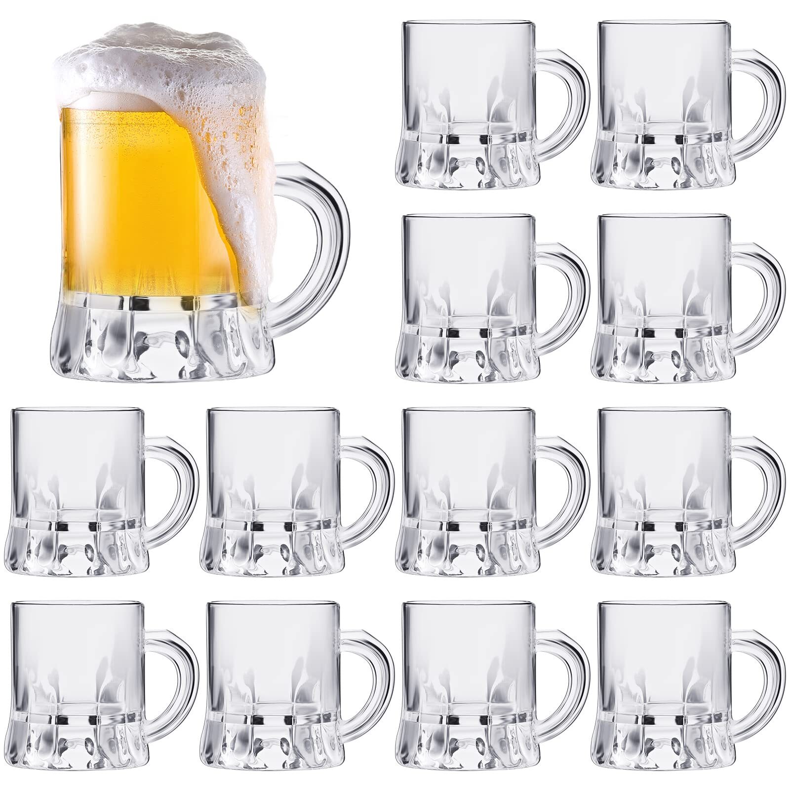 12 Pieces Mini Beer Mugs Bulk Shot Glasses Set 1 Oz Small Beer Glasses ...