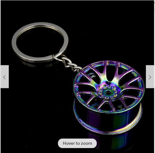 NEW multicolor metal car wheel hubcap rim auto keychain key ring gift-5 ...