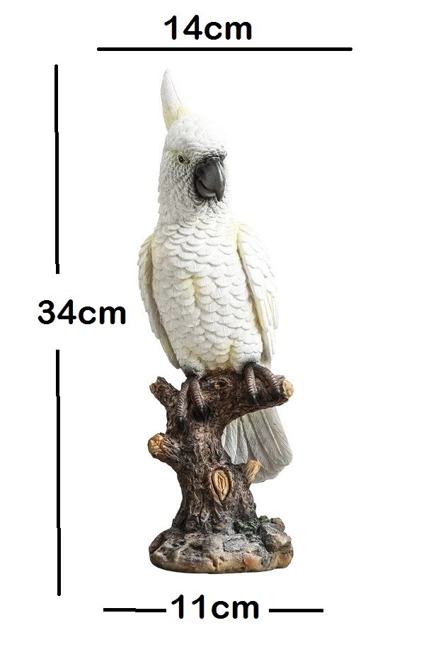 White Bald Parrot Bird Statue Fairy Sculpture Tabletop Figurine Home ...