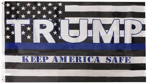 USA Thin Blue Line Trump Keep America Safe 68D Nylon Poly 3x5 3'x5 ...