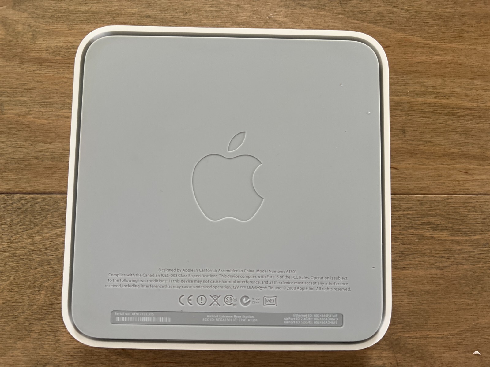 Apple AirPort Extreme Base Station Wireless Router Wi-Fi Model A1301 ...