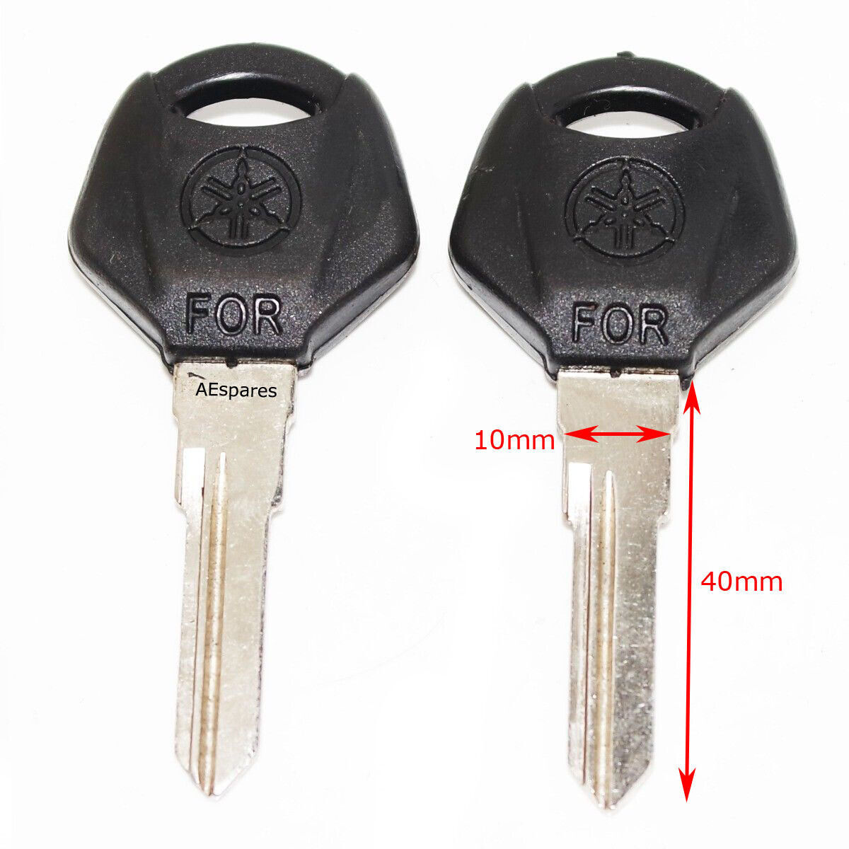 Pair Blank Key Set With Embossed Yamaha Logo YZF R1 R6 FZ1 FZ6 XJR12 ...