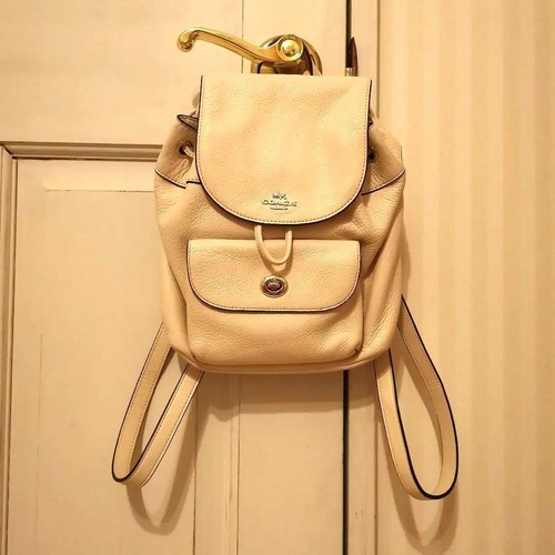 Coach Ivory Backpack Leather Rucksack Everyday Travel Bag Designer ...