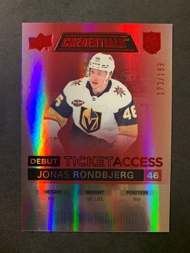 2021-22 Upper Deck Credentials - Debut Ticket Access Jonas Rondbjerg ...