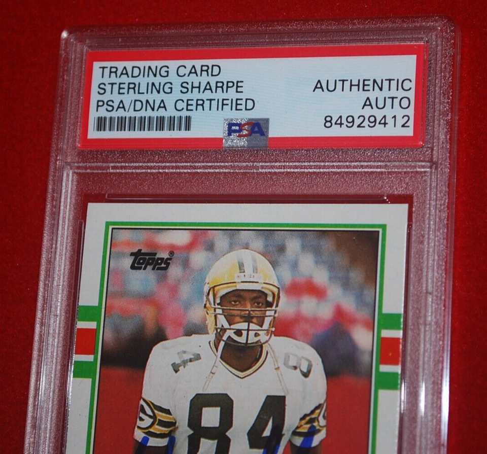 STERLING SHARPE PACKERS Signed 1989 TOPPS Rookie Card RC #379 PSA Slab ...