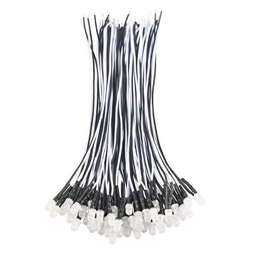 EDGELEC 50pcs 12 Volt 5mm White LED Lights Emitting Diodes Pre Wired 7. ...