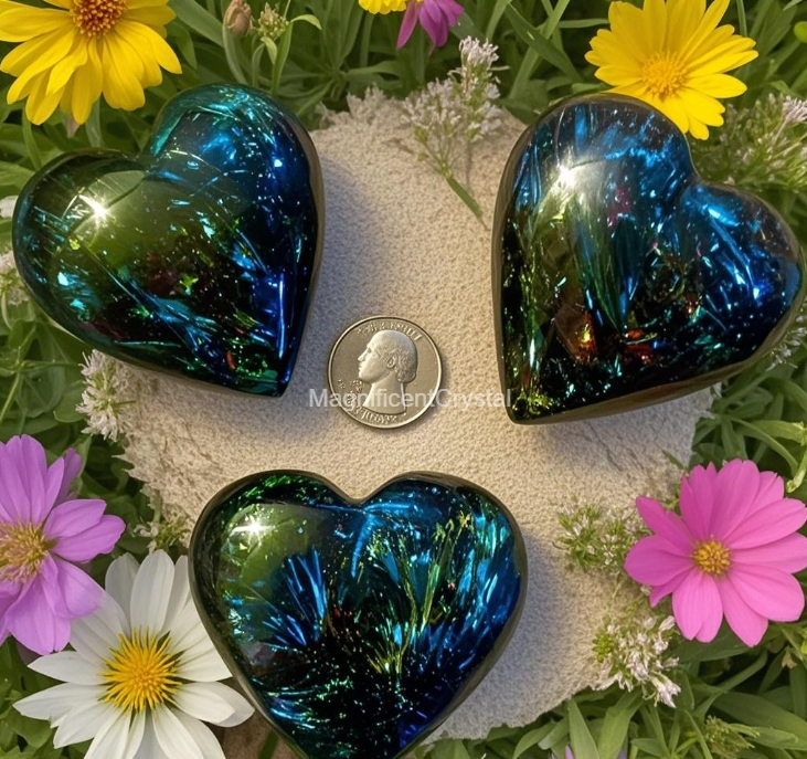 Natural Arfvedsonite Stone Heart Black Flashy Crystal Home Decor ...