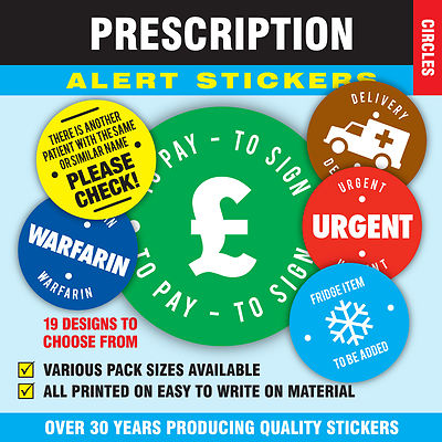 Pharmacy Prescription Alert Stickers - 38mm - Professionally Printed ...