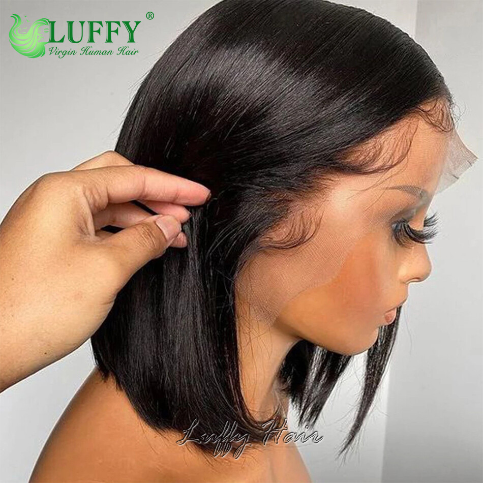 Silk Top HD Full Lace Wigs Brazilian Human Hair Straight Short Bob Silk ...