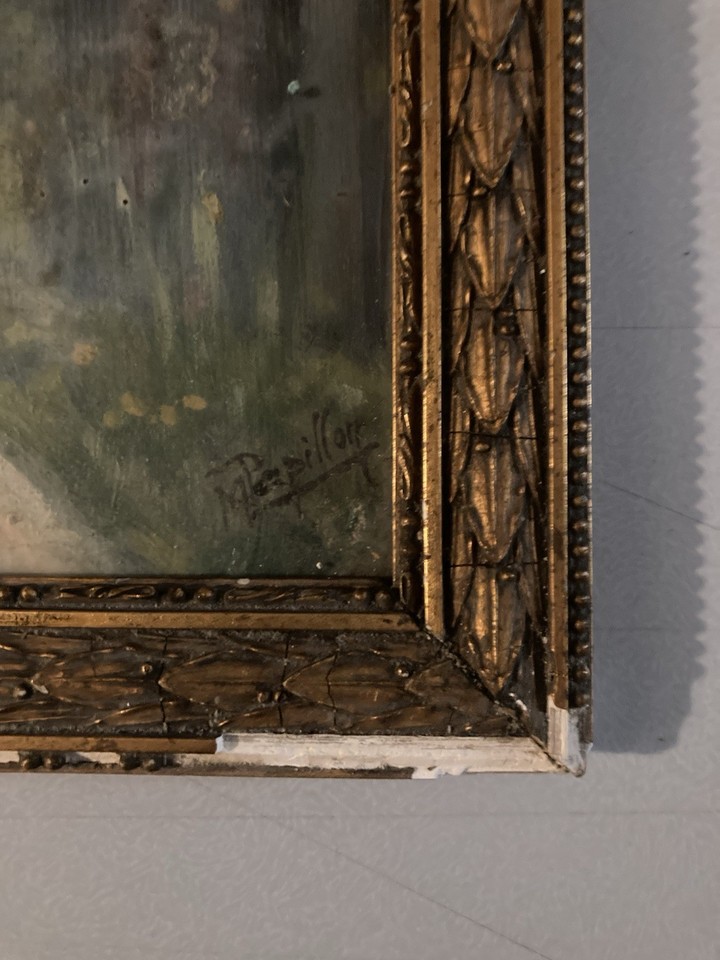 Painting Oil Panel Cardboard Landscape Shaft to Identify Art 19th ...