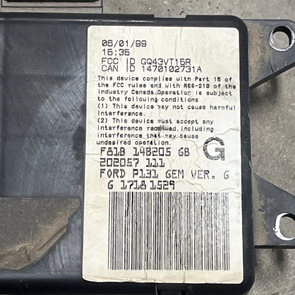 99-01 Ford F250 F350 Super Duty 7.3 4x4 GEM Body Module F81B-14B205-GB ...