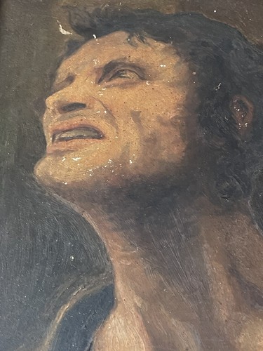 OLD ANTIQUE PORTRAIT IMPRESSIONIST OIL PAINTING ANGRY DISTRESS MAD MAN ...