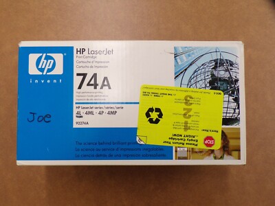 Genuine OEM New/sealed HP 74A LaserJet Black Toner Print Cartridge ...