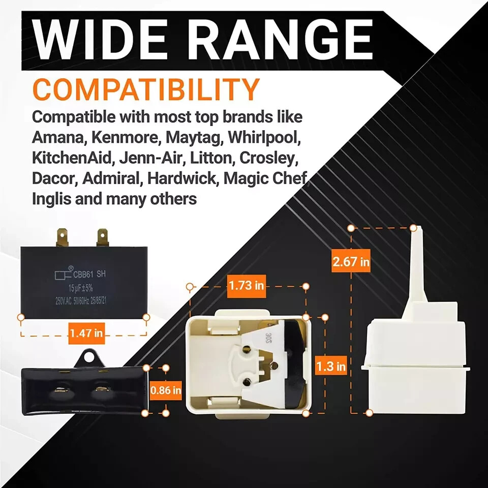 Kenmore Frigidaire Refrigerator Compressor Relay Start and Capacitor ...
