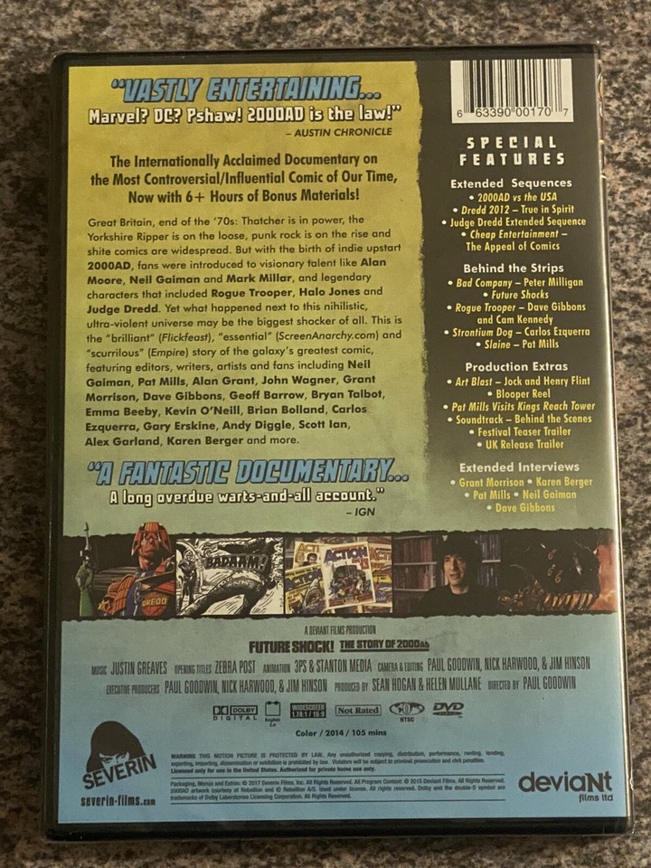 Future Shock! The Story of 2000AD (DVD, Severin, 2014 Documentary) NEW ...