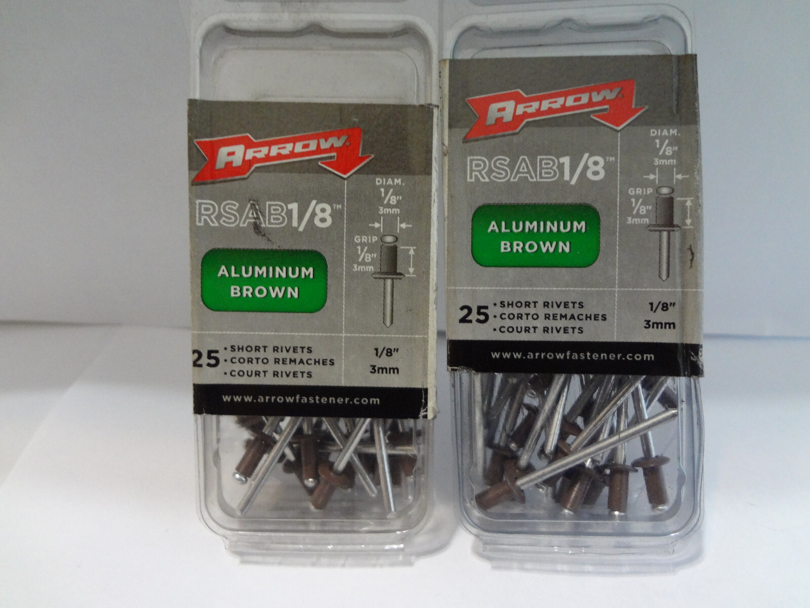 Arrow Rivets 1/8" Aluminum Brown Short Rivets RSAB 1/8" (2 pks = Qty 50 ...