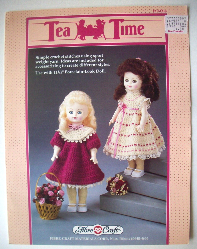 TEA TIME 11 1/2" doll dress crochet pattern Simple stitches | eBay