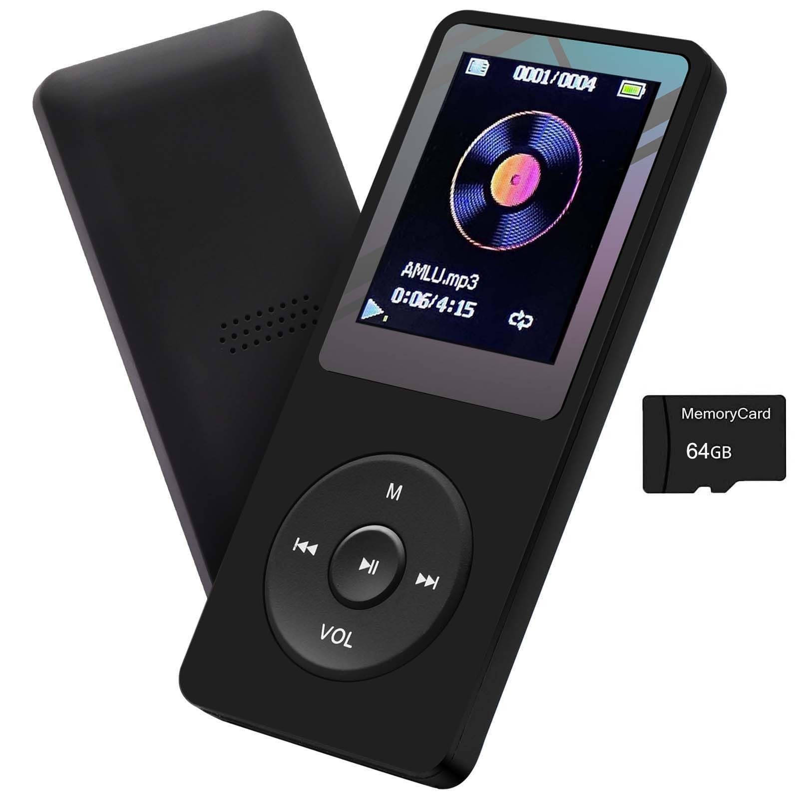 MP3 Player 64GB with Speaker Earphone Portable HiFi Lossless Sound MP3 ...