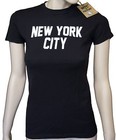 SCREEN PRINTED Ladies New York City T-Shirt Black White NYC Tee Womens ...