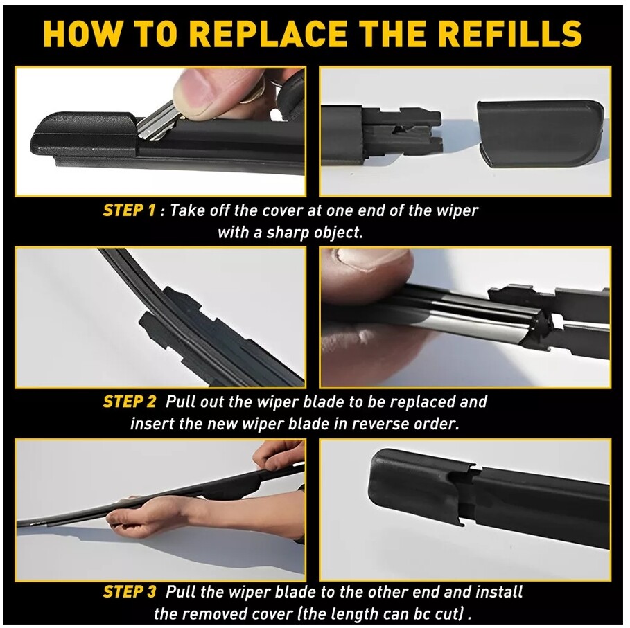 4X Car Windshield Wiper Blade Strips Frameless Insert Rubber Wiper ...