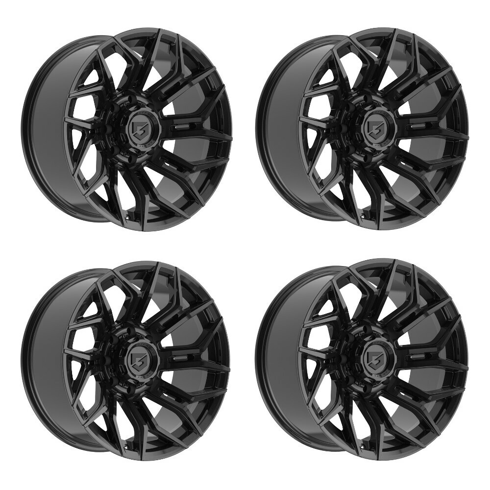 Set 4 20" Gear Off Road 776B Flair Gloss Black 20x10 Wheels 8x6.5 Rims ...