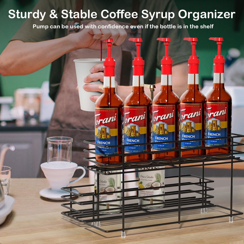 Coffee Syrup Organizer 2 Tier Syrup Bottle Holder Rack For Coffee Bar ...