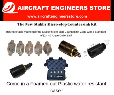 AIRCRAFT TOOLS STUBBY MICROSTOP / COUNTERSINK CAGE WITH CUTTERS AND ...