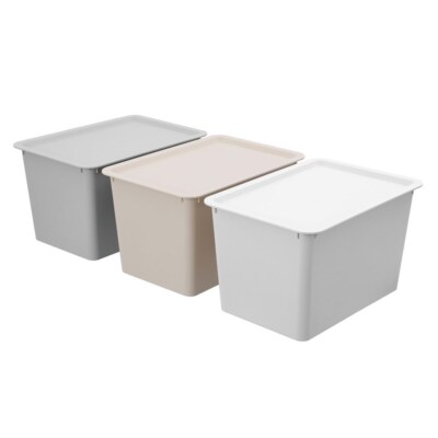 3x Box Sweden Rectangle 20L/37.5x22.5cm Tidy Storage Box Organiser ...