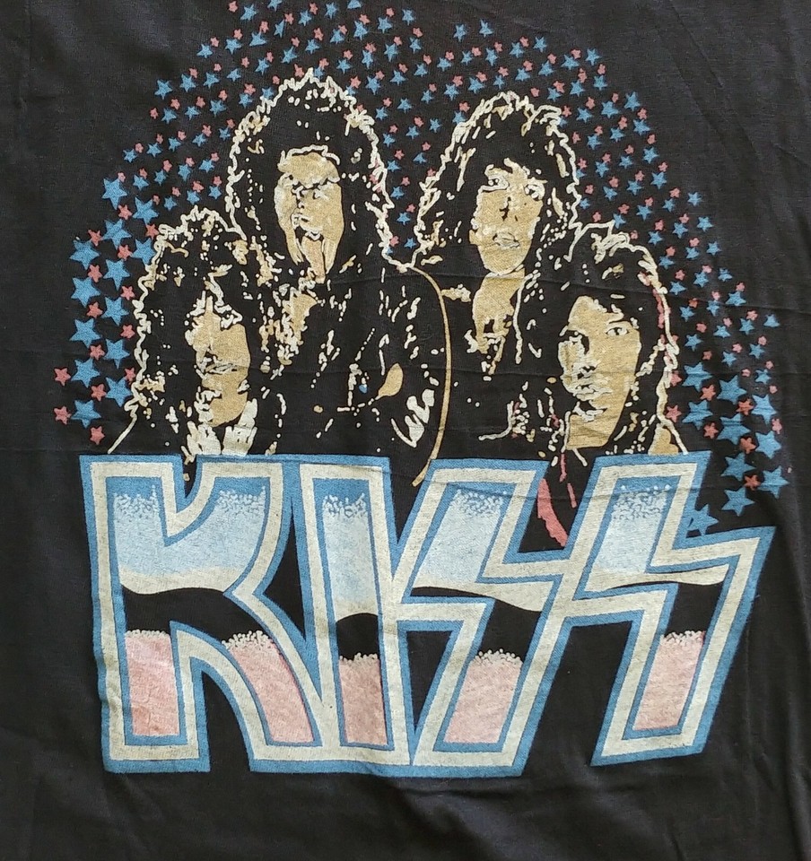 Vintage KISS Concert T-Shirt Lick It Up Tour 1984 Band Stars UNWORN ...