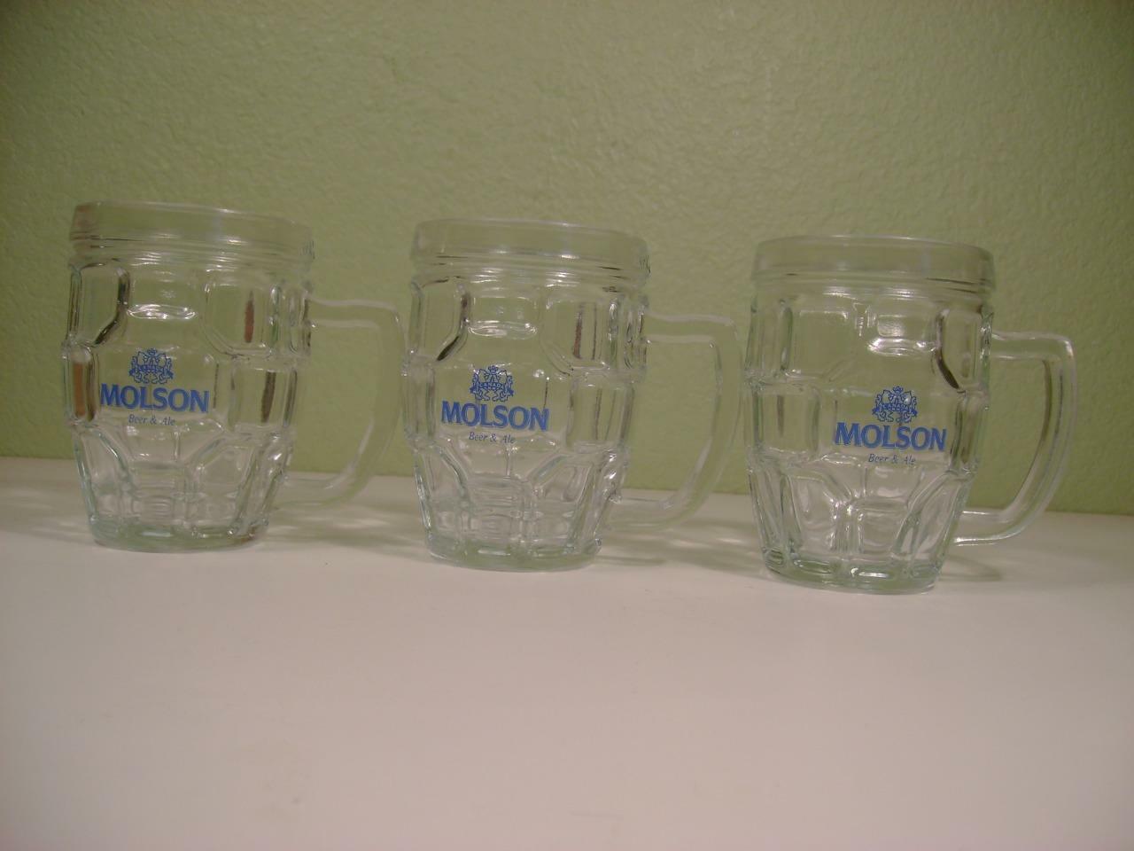 VTG Set of 3 MOLSON Canada Clear Glass Dimple Barrel Beer Mugs Steins 0 ...