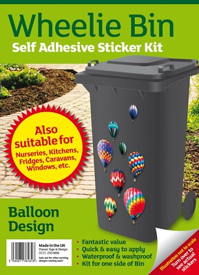 Self Adhesive Wheelie Bin Decorative Stickers Wheely Dustbin Stickers ...