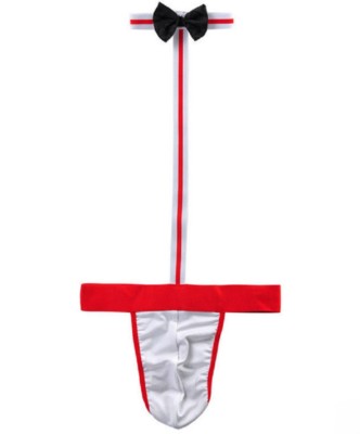 Mankini string costume érotique serveur noeud papillon sexy homme rouge ...