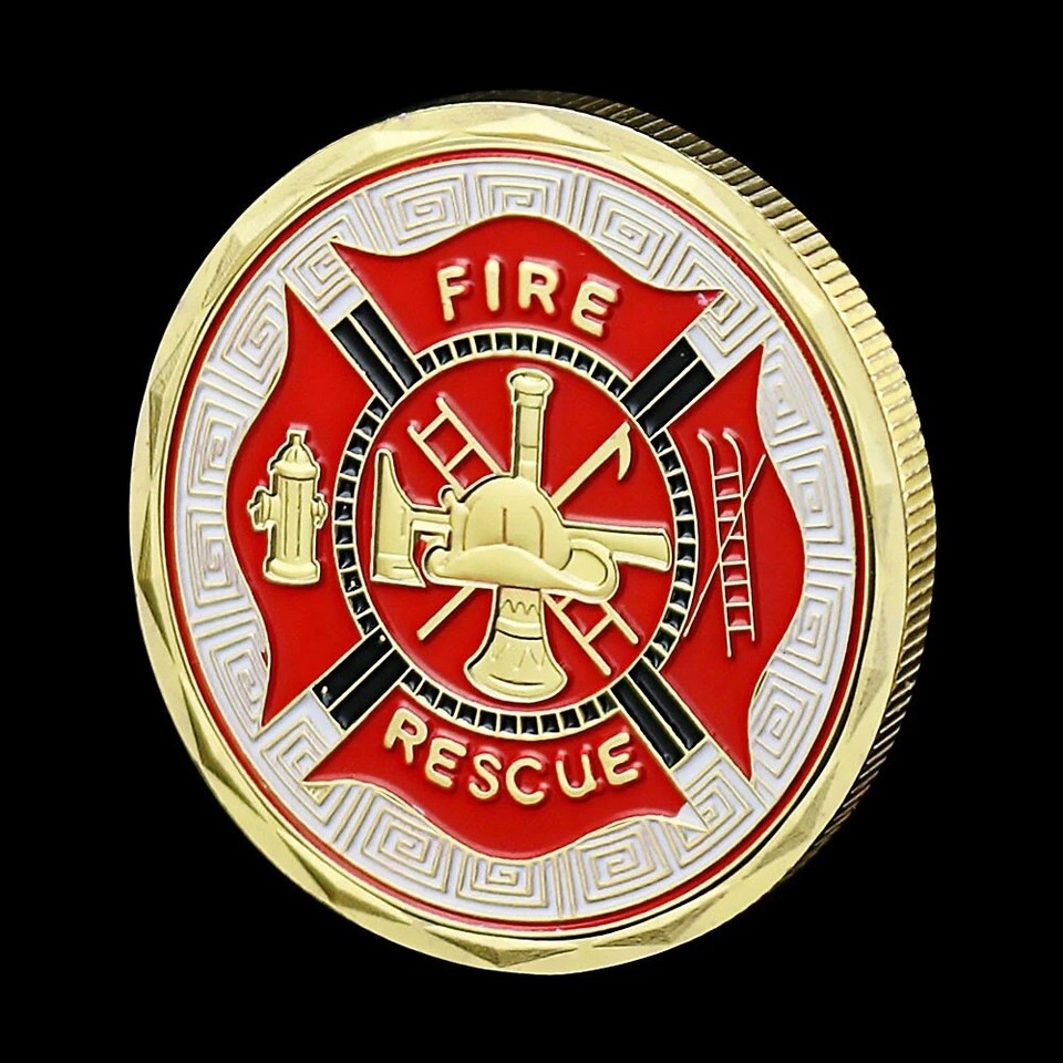 Firefighter Thin Red Line Fire Rescue Challenge Coin Fireman ...