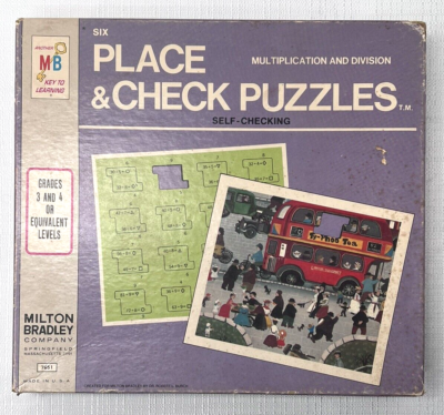 Vintage 1974 Milton Bradley SIX PLACE & CHECK PUZZLES for Math - Never ...