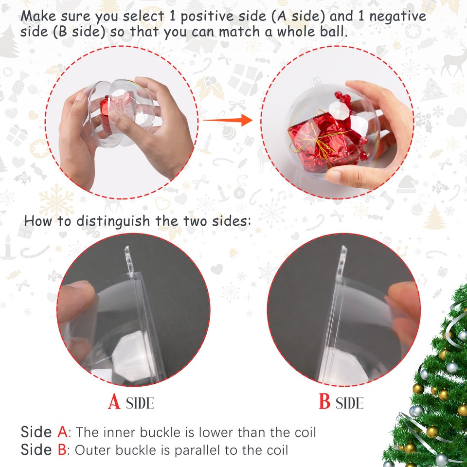 DIY Fillable Christmas Ornament- Large Clear Plastic Ball Hanging Craft ...